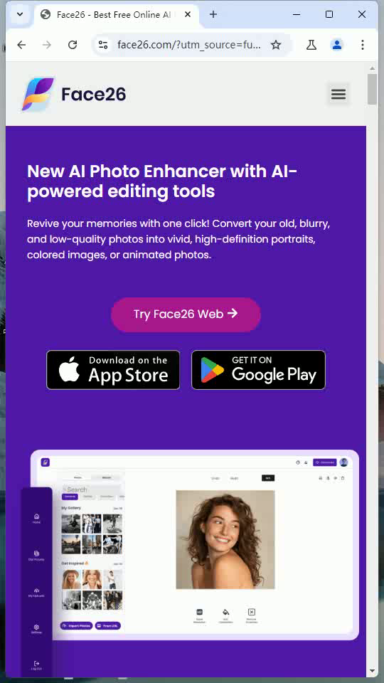 Face26 照片焕新神器，Face26 AI赋能。 | 磐创AI-开放猫官方网站