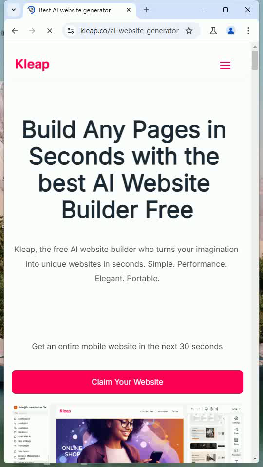 Kleap Kleap：AI助力的快意建站，简而不凡。 | 磐创AI-开放猫官方网站
