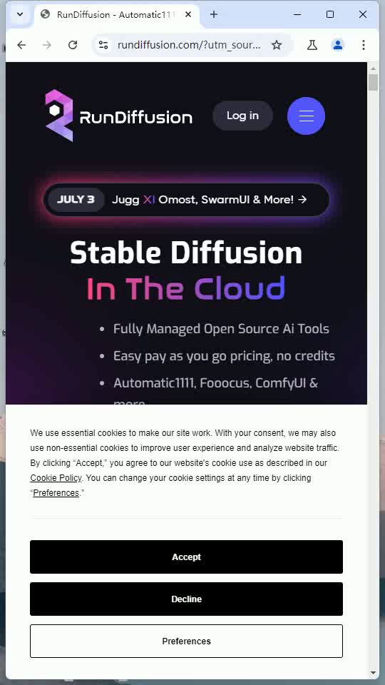 RunDiffusion RunDiffusion：将Stable Diffusion带入云时代的AI图像生成平台，简化高质量AI驱动内容创作过程，提供Automatic1111 ...