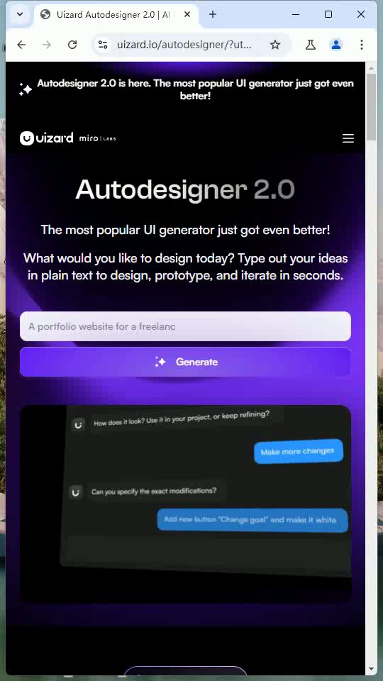 Uizard Autodesigner AI助力的原型速成，团队协作神器。 | 磐创AI-开放猫官方网站